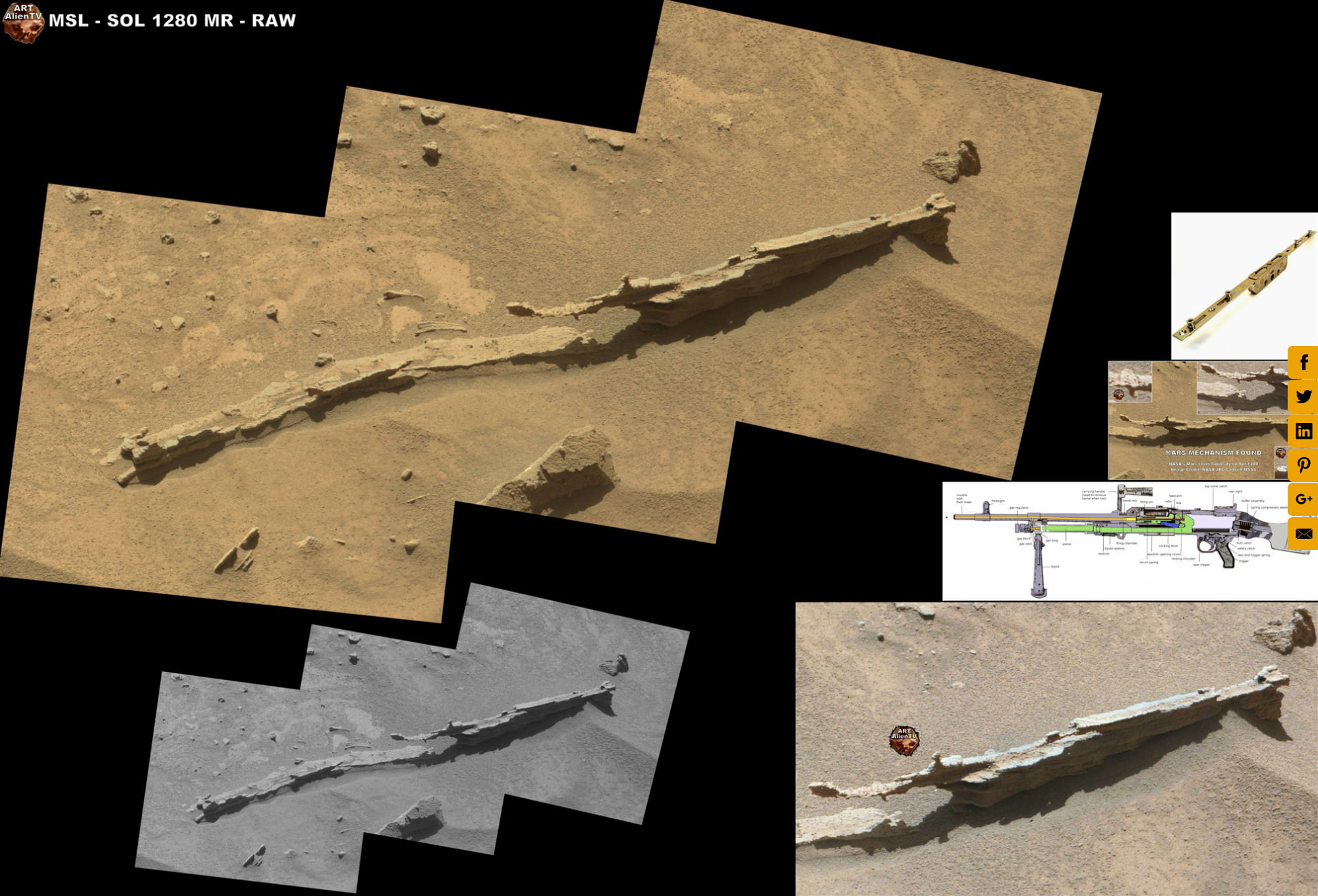 MSL SOL 1280 MR (RAW) Mars Mechanism - Corroded Machine Gun ...