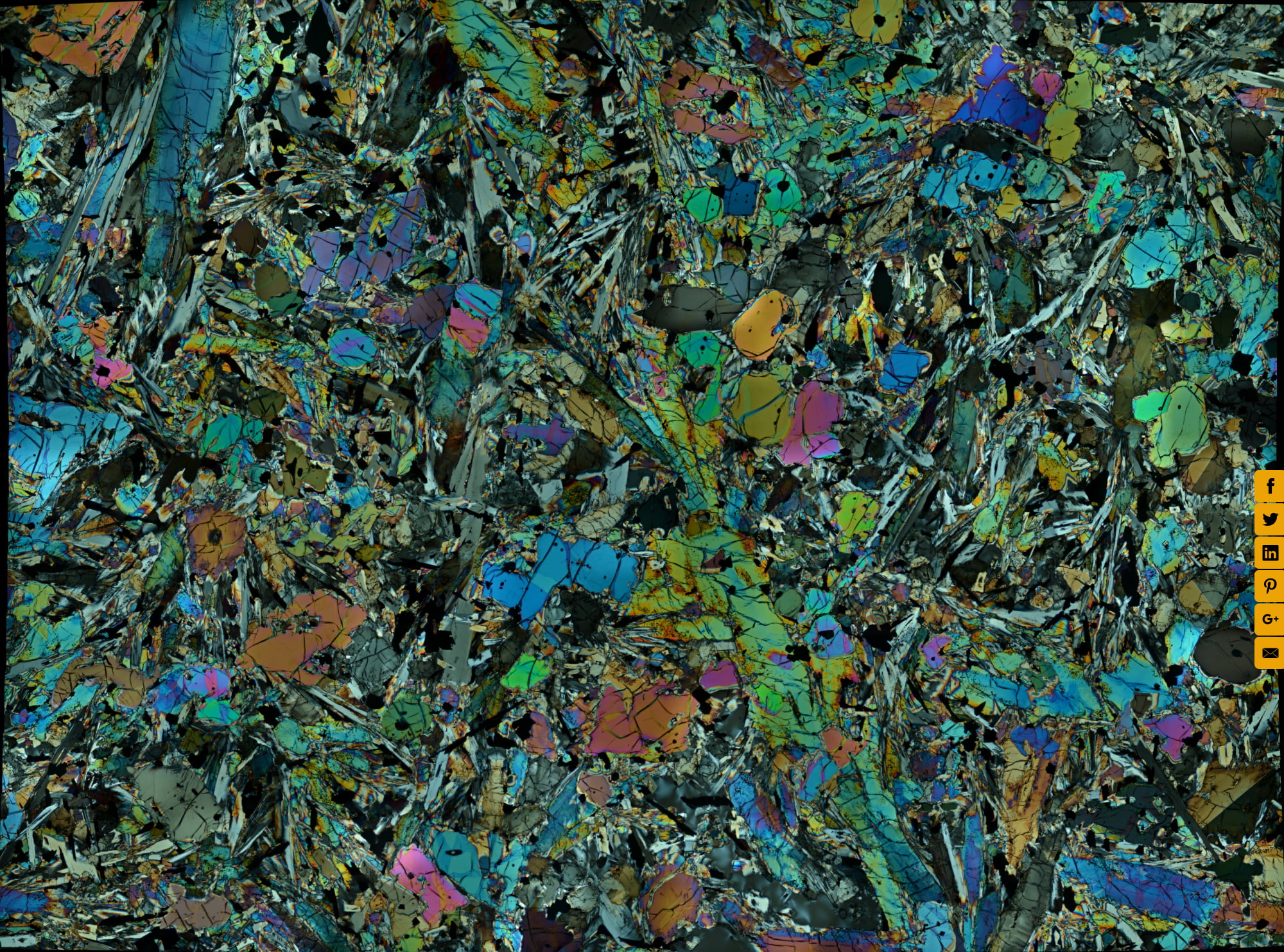 Lunar Sample 12002 Thin Section of Basalt, Crossed Polars