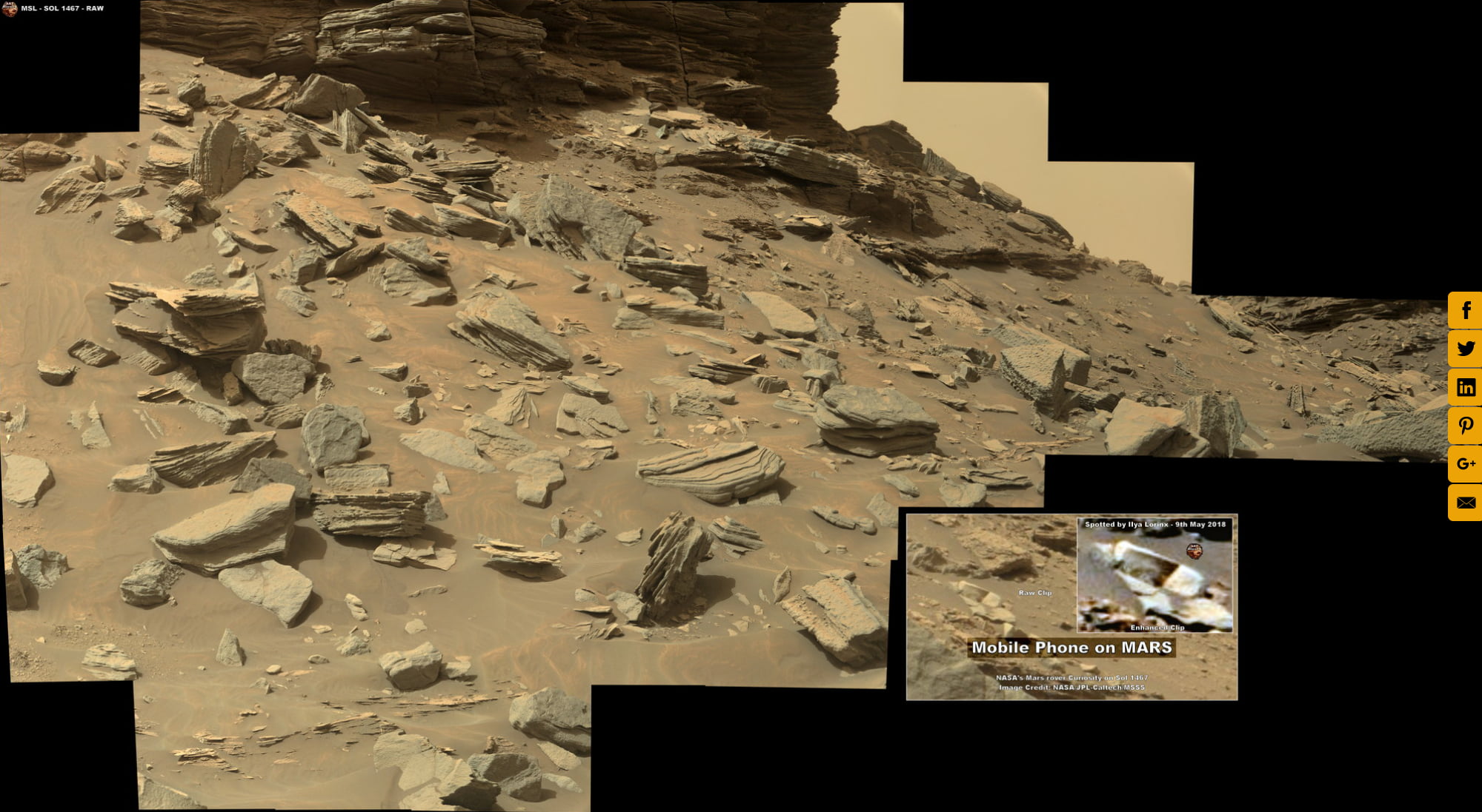 MSL SOL 1467 (RAW) MARS MOBILE PHONE. Murray Buttes - ArtAlienTV-Gigapans