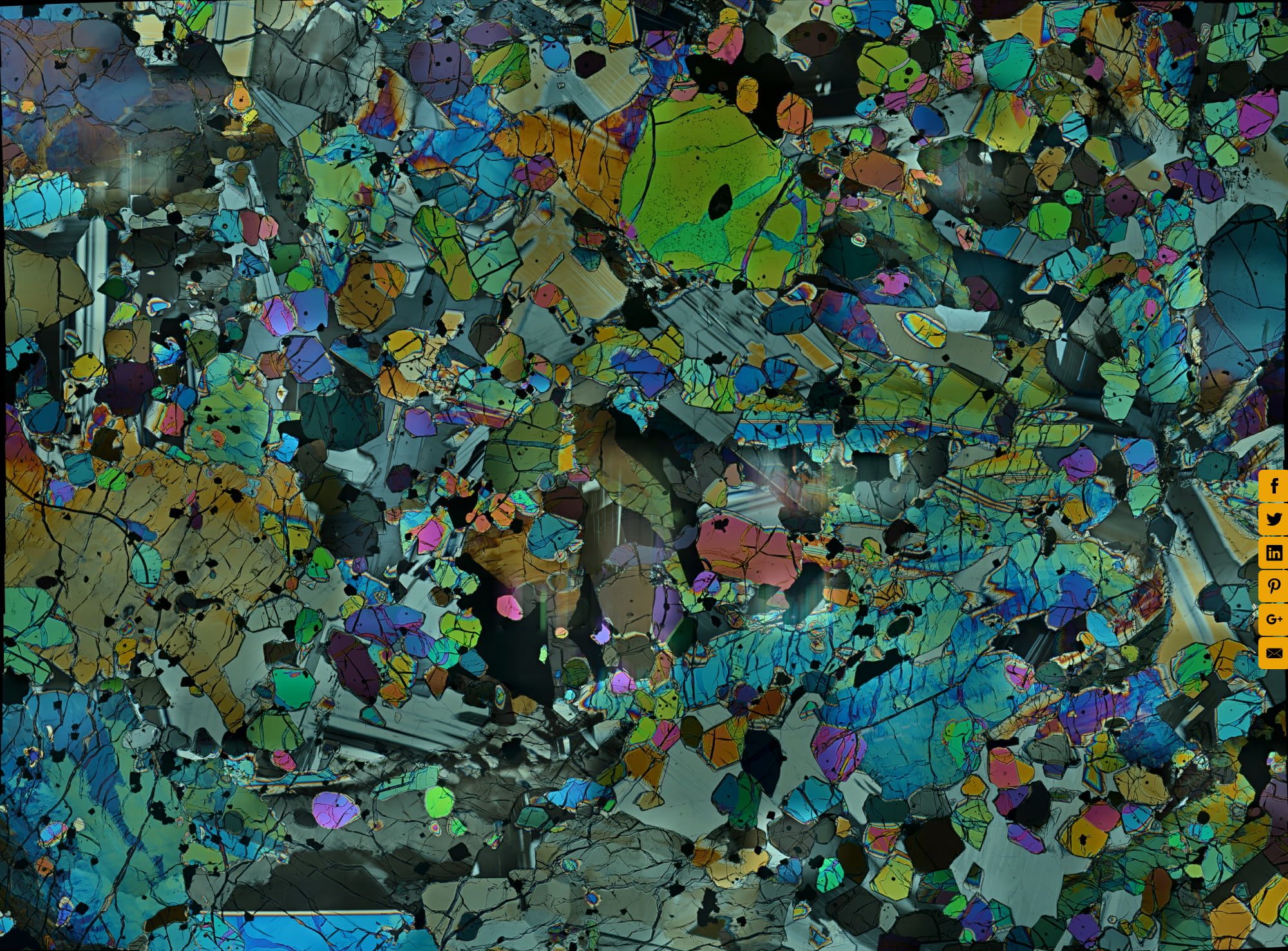 Lunar Sample 12005 Thin Section of Olivine Basalt, Crossed Polars