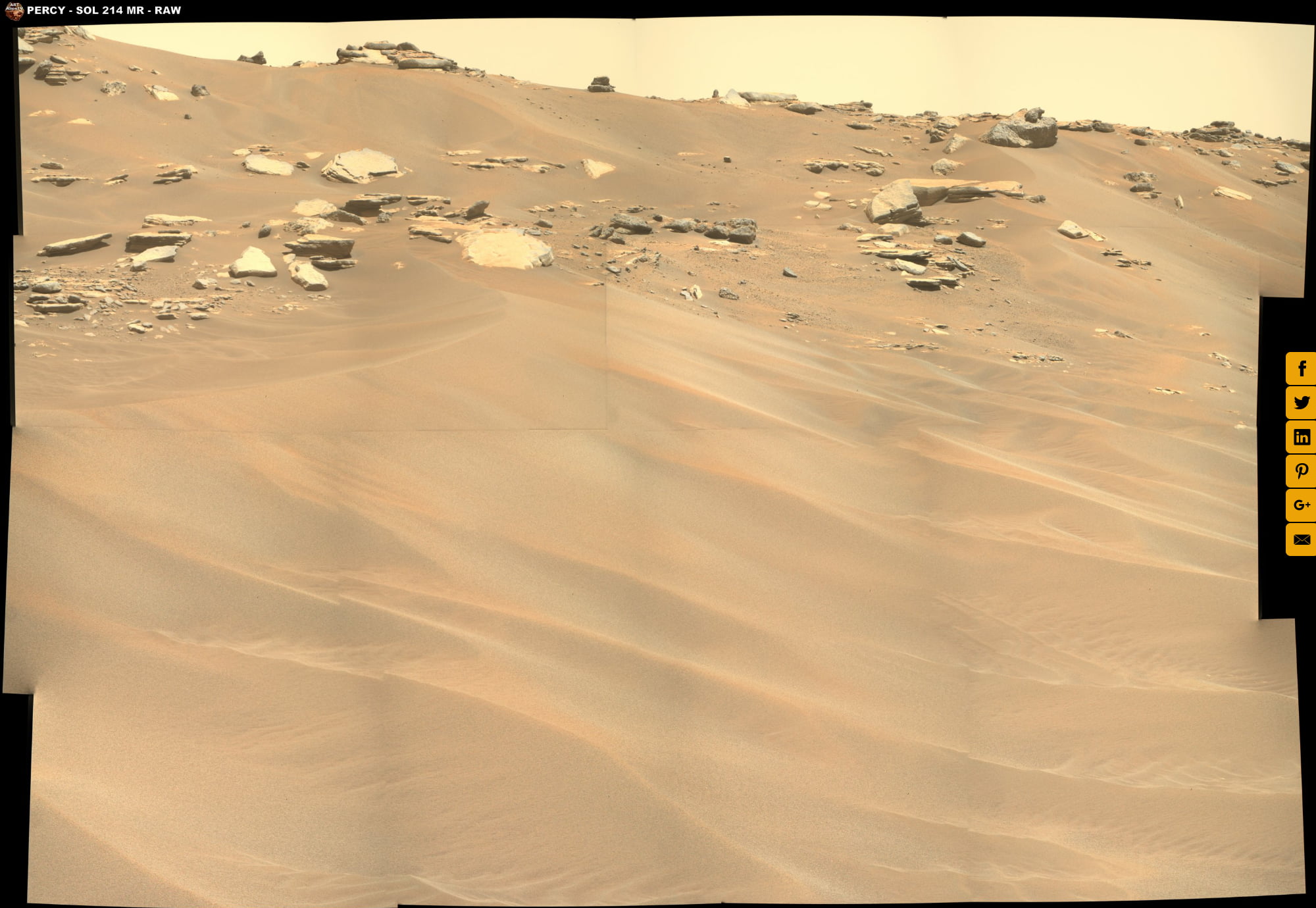 Perseverance SOL 214 MR (RAW) The Distant Statue - ArtAlienTV-Gigapans