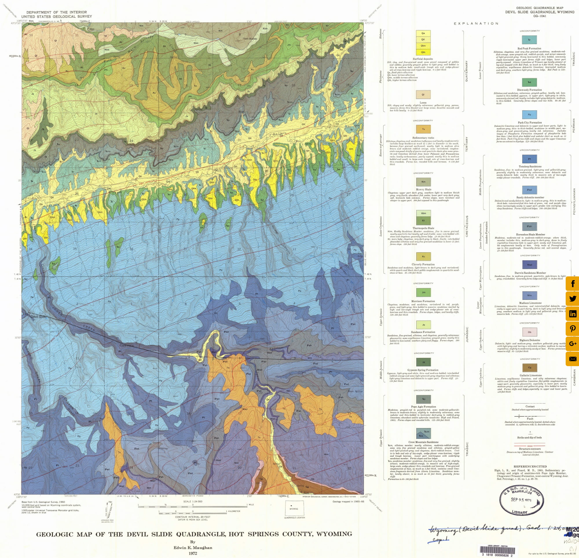Geologic Map of the Devil Slide Quadrangle, Hot Springs County, Wyoming