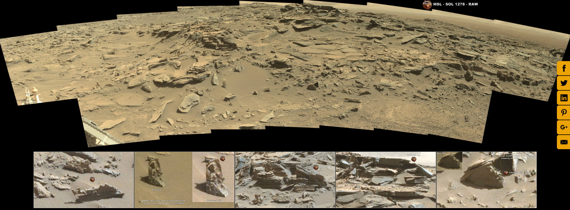 MSL SOL 1278 (RAW) Mars Houses / Bunkers - ArtAlienTV-Gigapans