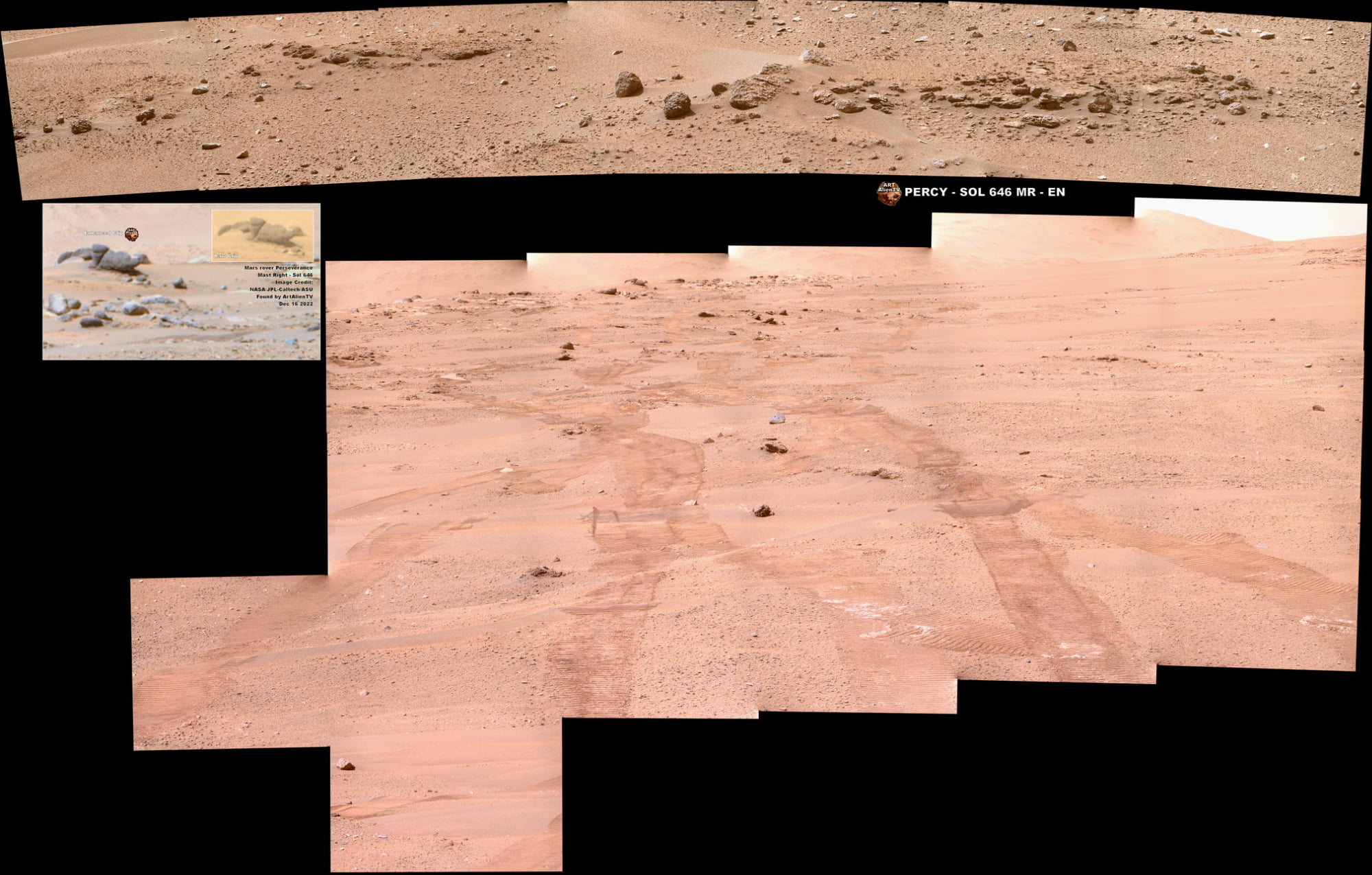 Perseverance SOL 646 MR (EN) The Nessie Rock Illusion - ArtAlienTV-Gigapans