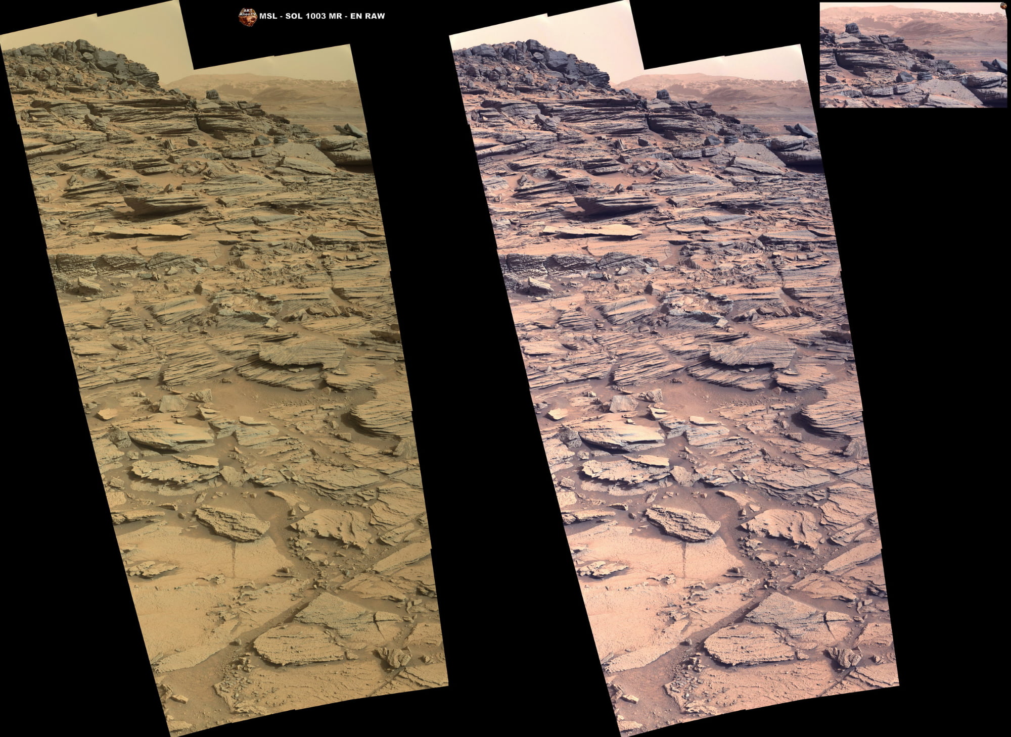 MSL SOL 1003 MR (EN RAW 50) Mars Forbidden City View - ArtAlienTV-Gigapans