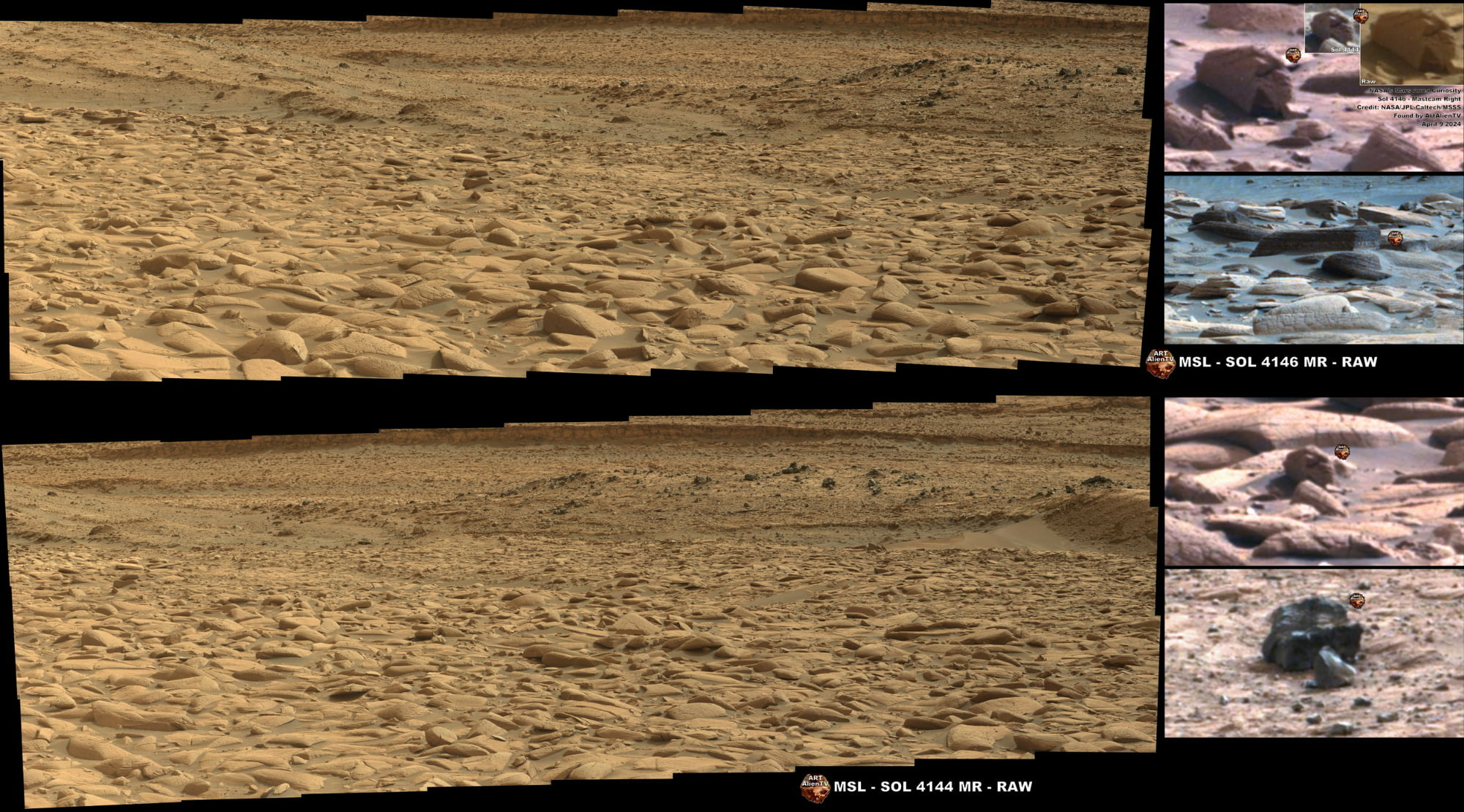 MSL SOL 4144-46 MR (RAW) Statue and Glyphs - ArtAlienTV-Gigapans