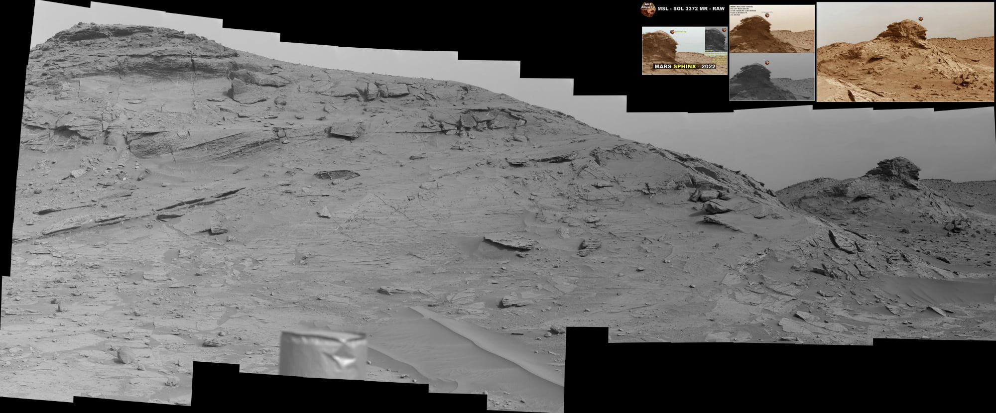 MSL SOL 3372 MR (RAW) Mars 2022 Sphinx: 3 Views - ArtAlienTV-Gigapans