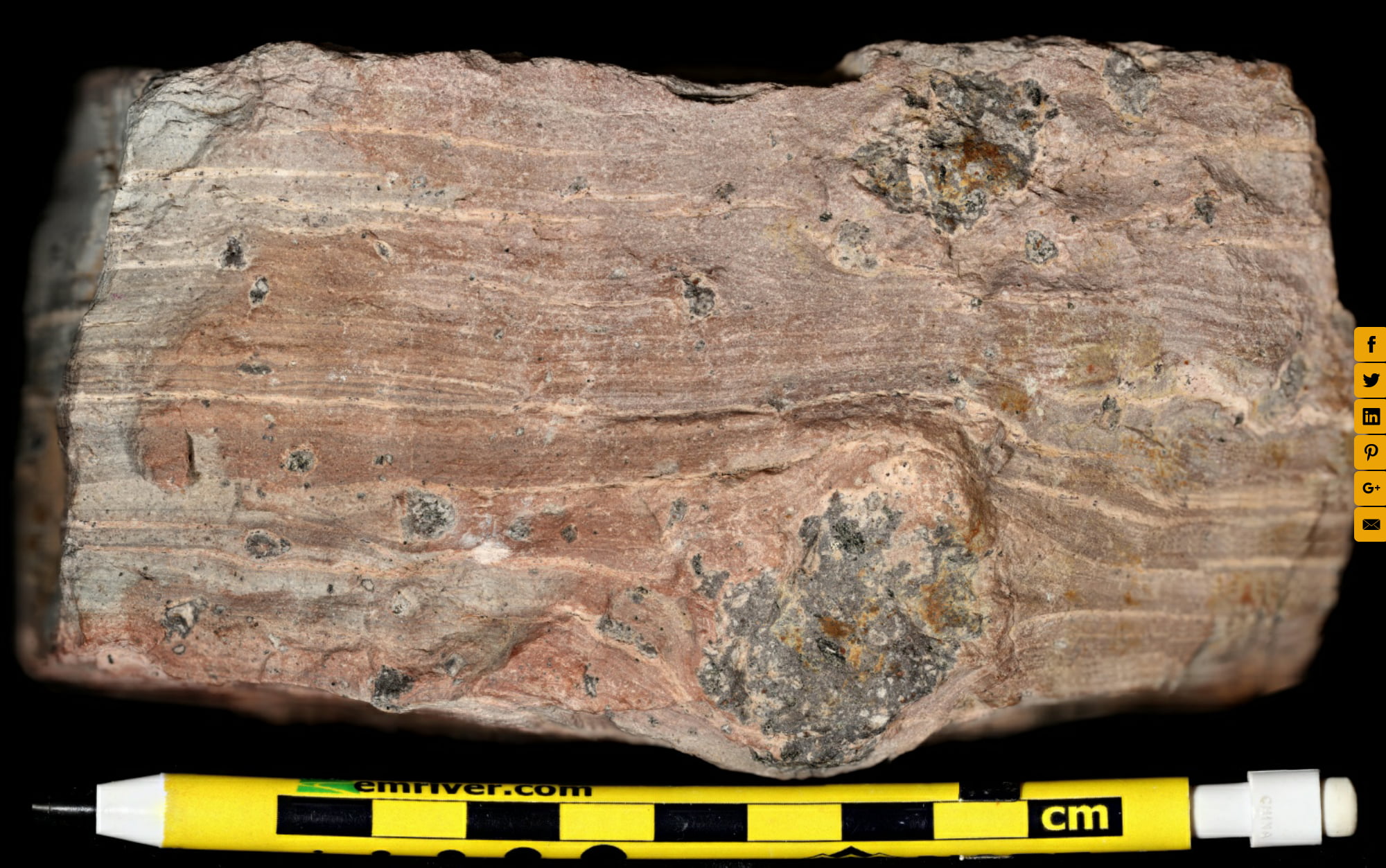 Flow-banded rhyolite w/ mafic xenoliths
