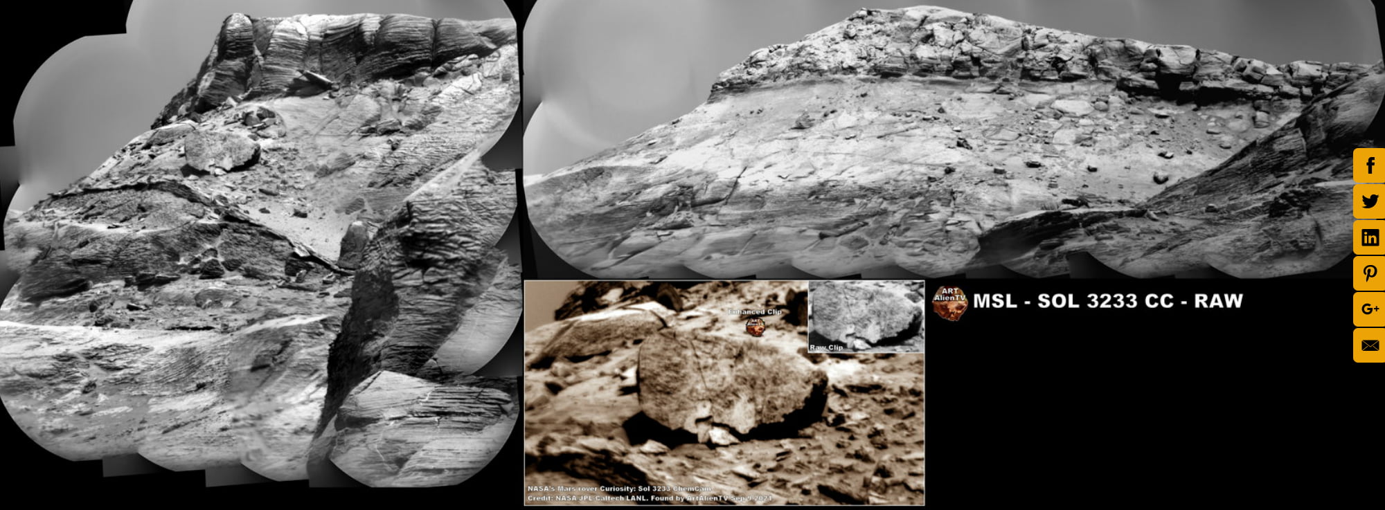 MSL SOL 3233 CC (RAW) Clear Glyphs on Mars Rock - ArtAlienTV-Gigapans
