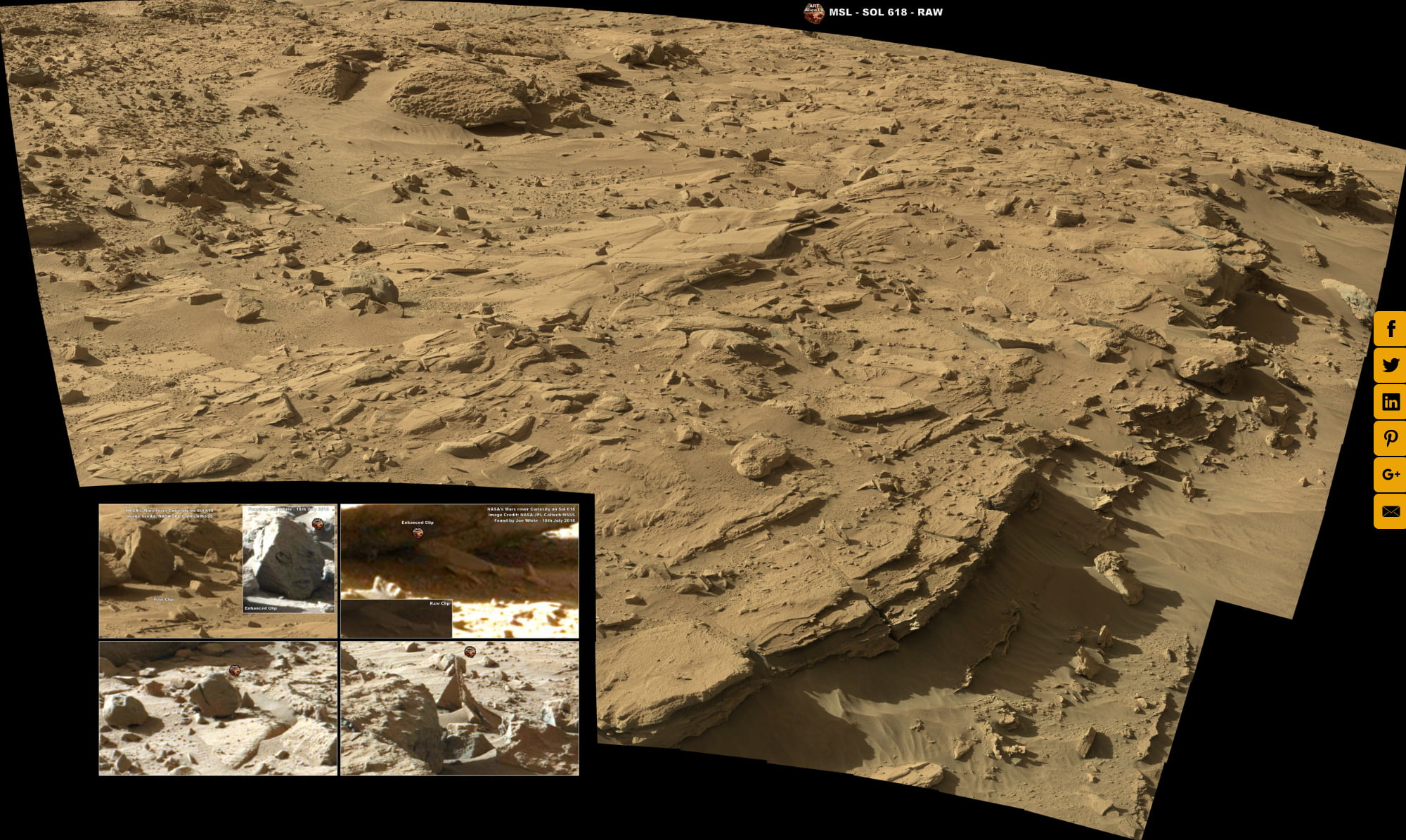 MSL SOL 618 (RAW) Mars Lizard and Eroded Statue - ArtAlienTV-Gigapans