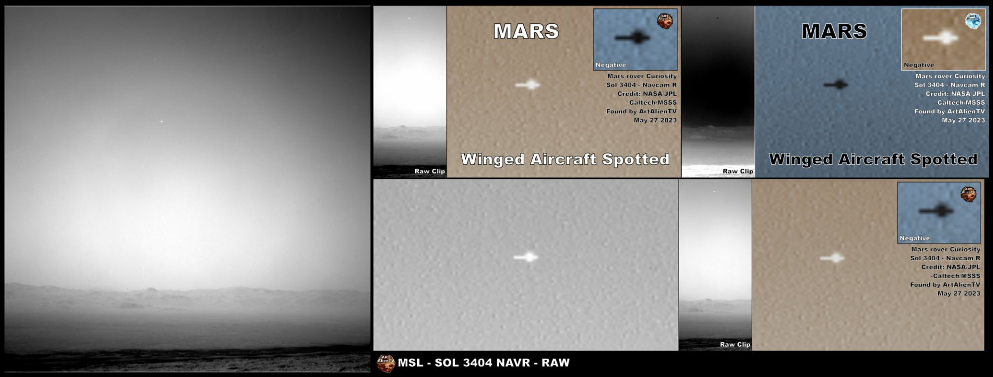 MSL SOL 3404 NAVR (RAW) MARS Winged Aircraft Spotted - ArtAlienTV-Gigapans