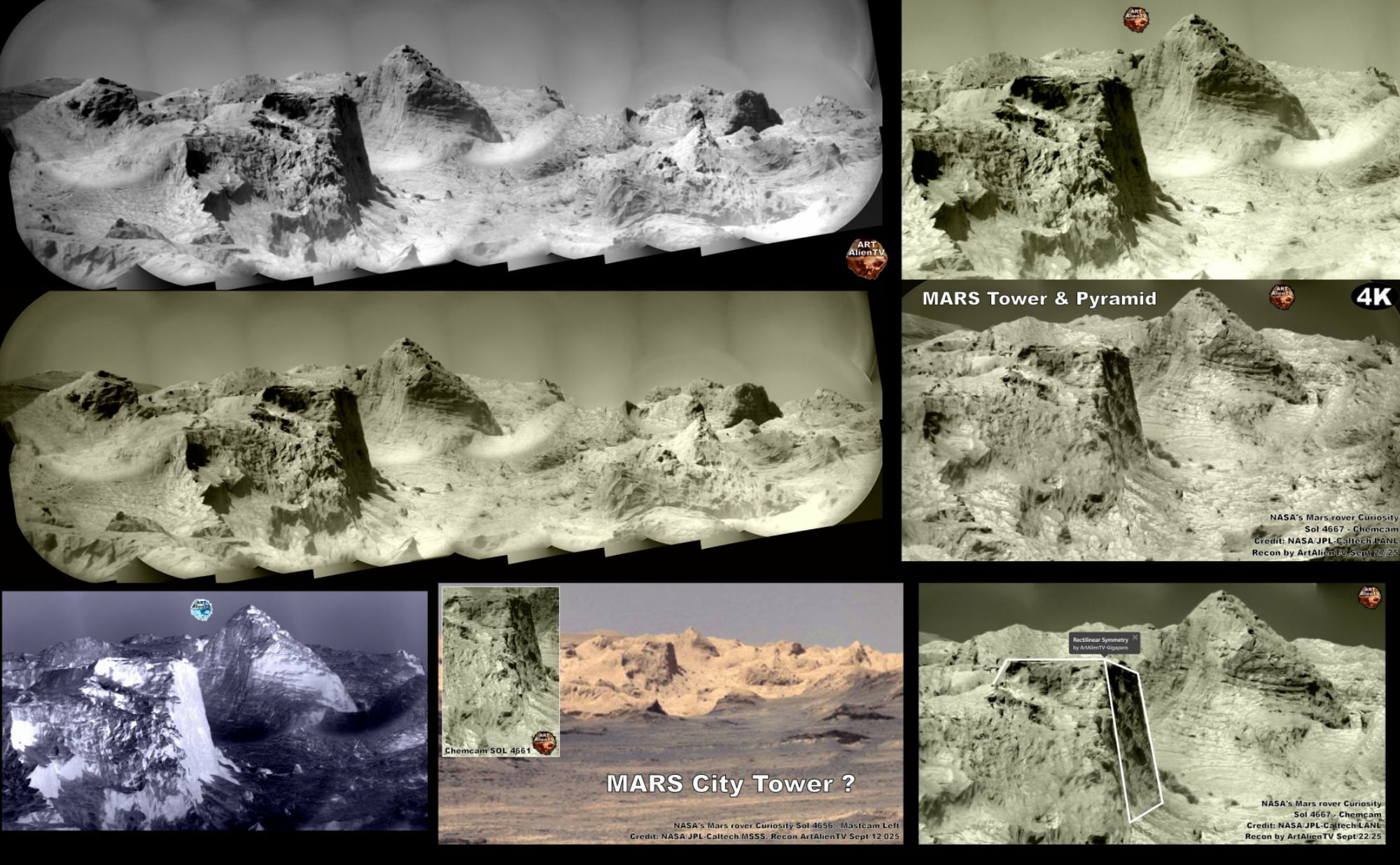 MSL SOL 4707 CC (RAW EN 1) MARS Tower and Pyramid up Close. ArtAlienTV ...
