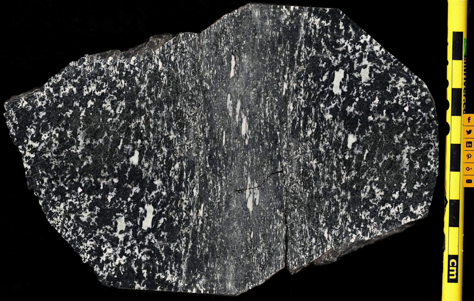 Shear zone in gabbro