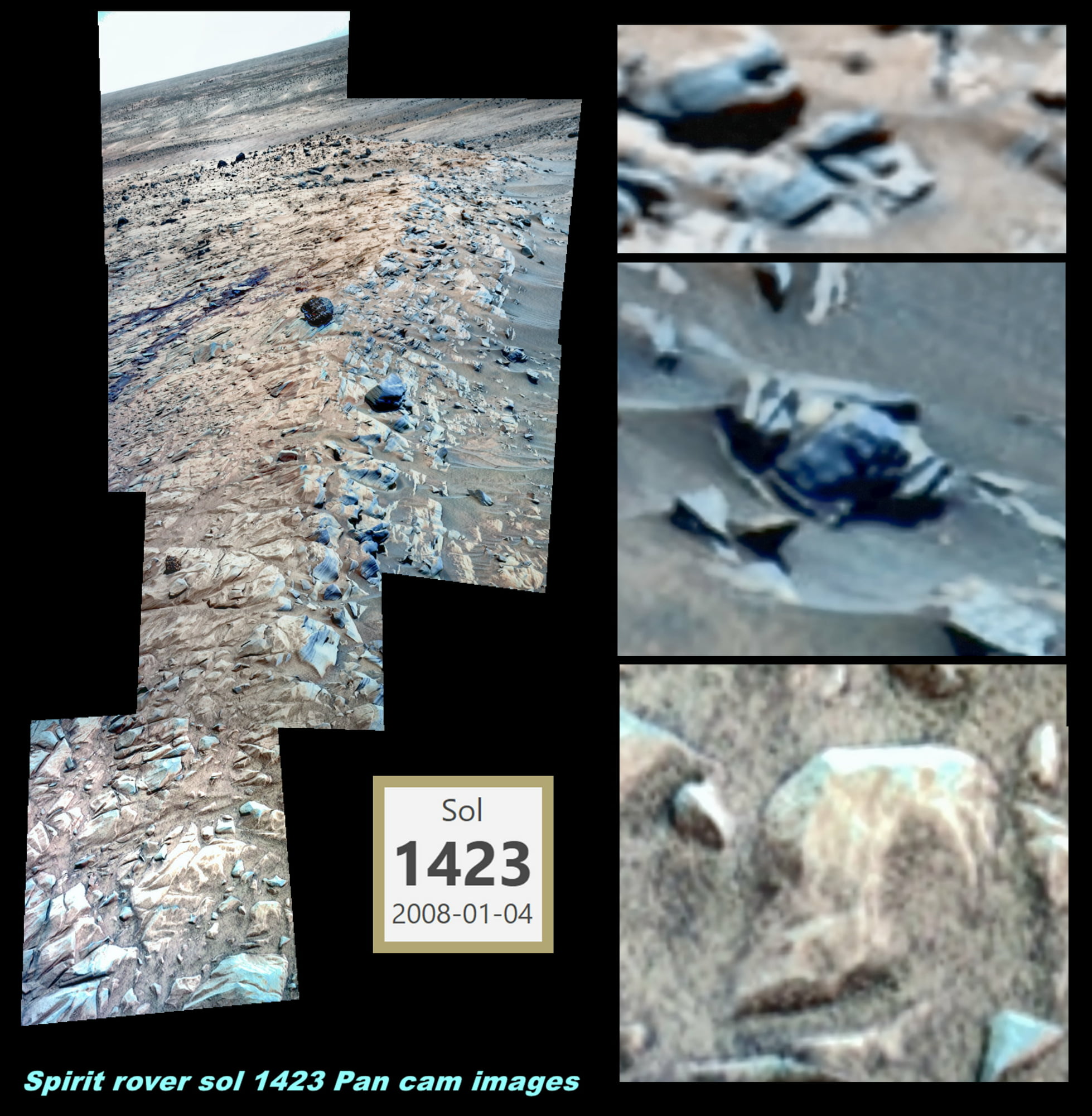 Spirit rover sol 1423 Pan cam images