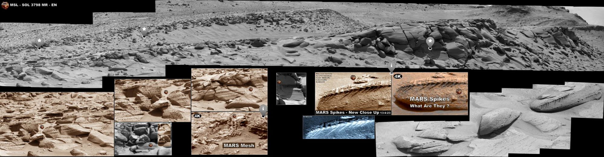 MSL SOL 3798 MR (EN 2) Mars Wall of Spikes - ArtAlienTV-Gigapans