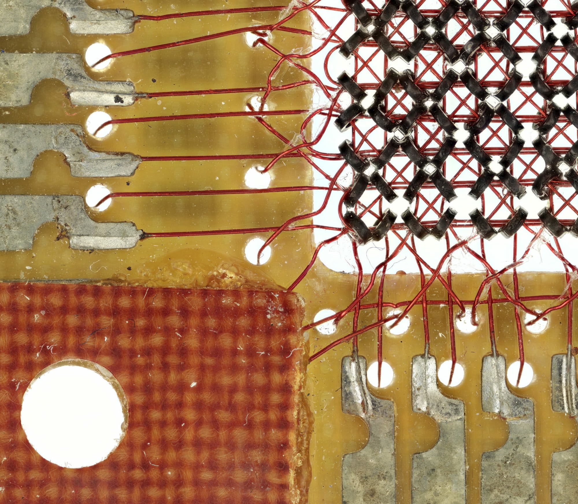 Core Memory Board 4 Kilobit (High Magnification)