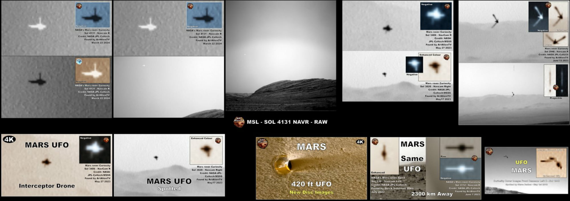 MSL SOL 4131 NAVCAM R (RAW) MARS INTERCEPTOR UFO 3. 2024 - ArtAlienTV-Gigapans