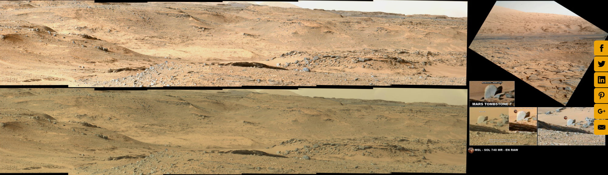 MSL SOL 740 MR (EN RAW) Mars Ghostly Tombstone - ArtAlienTV-Gigapans
